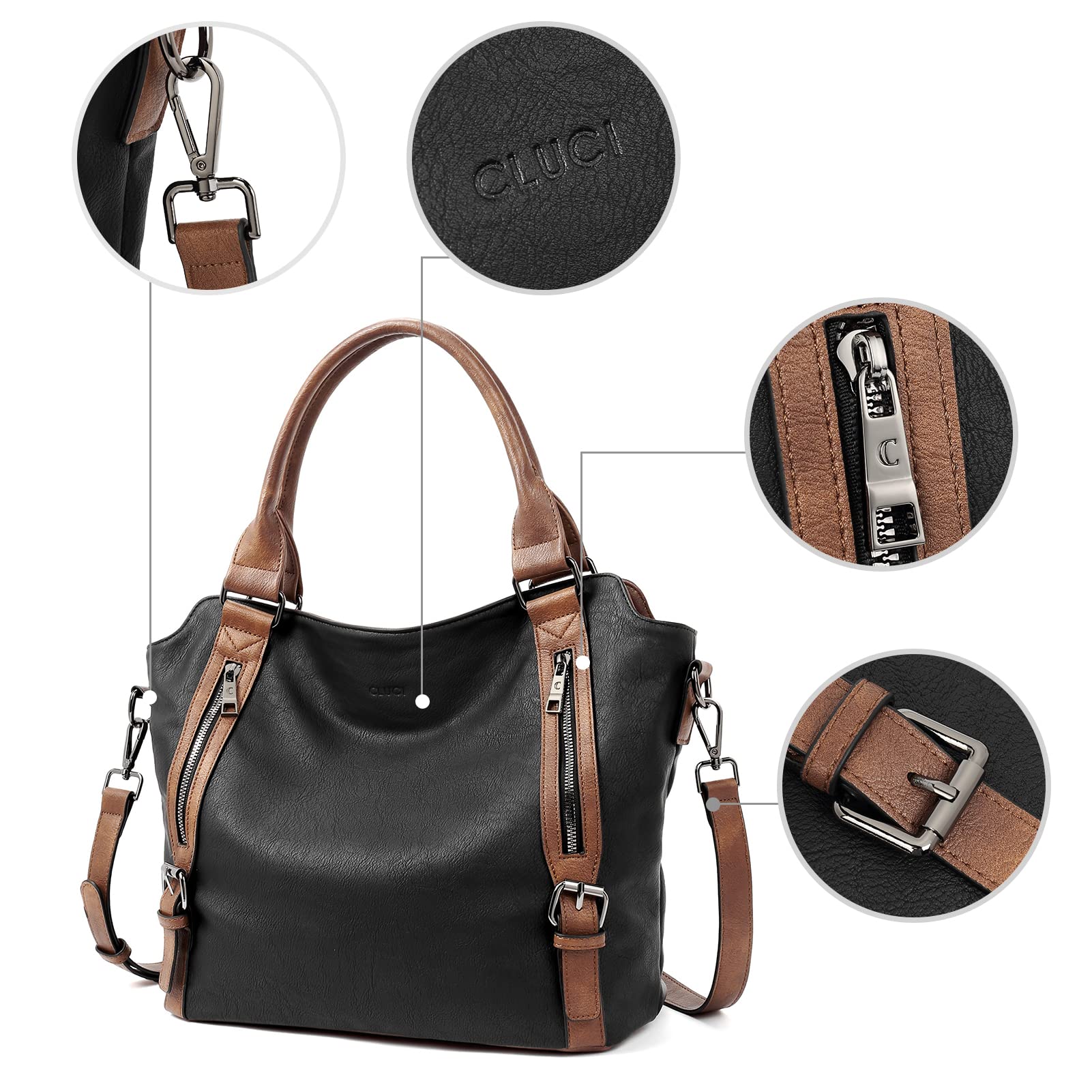 CLUCI Hobo Bags for Women Vegan Leather Handbags Large Ladies Purse Shoulder Bag