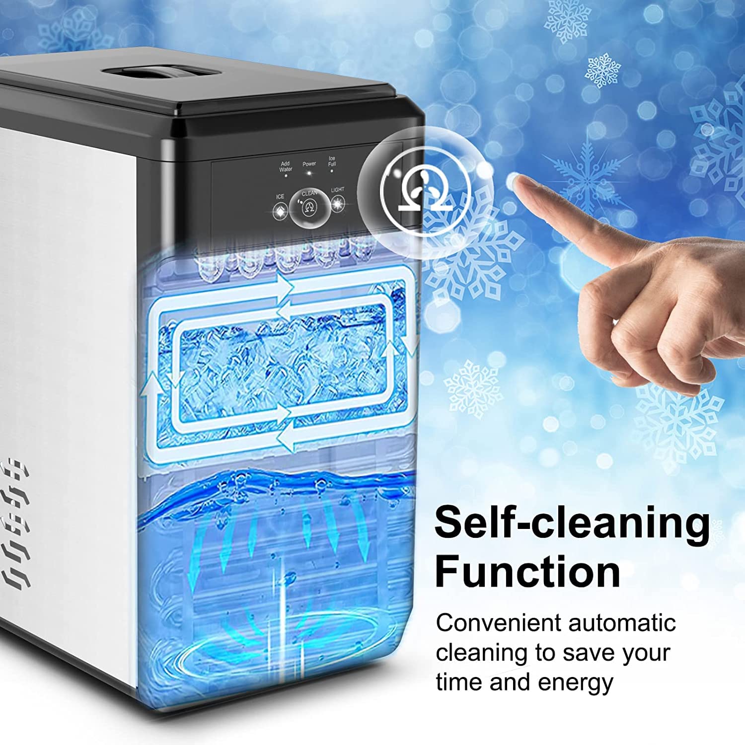 COSTWAY Nugget Ice Maker Countertop, 44 LBS Ice Makers with Built in Self-Cleaning, Intelligent Control Panel, Compressor and Ice Scoop, Portable Compact Ice Maker Machine for Party, Kitchen, Office