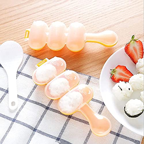 DZHT Rice Ball Molds, DIY Rice Baller Shakers Lunch Maker Mould, Onigiri Mold, Ball Shaped Kitchen Tools Food Decor for Kids, Rice Ball Mold Shaker Sushi Maker Mould with a Mini Rice Paddle (1 Set)