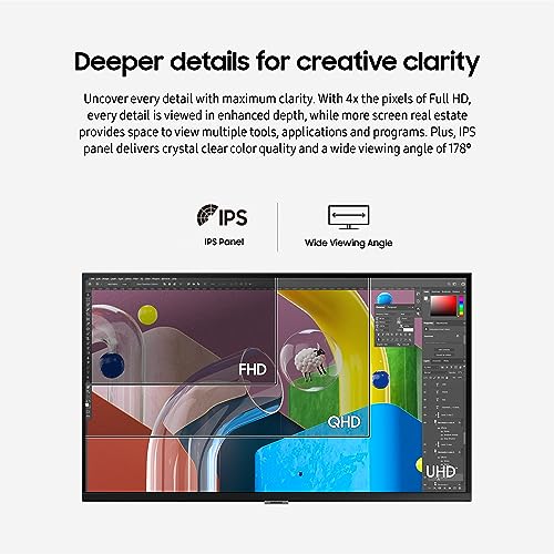SAMSUNG 32-Inch ViewFinity S80PB Series UHD Monitor, DCI-P3 98%, VESA DisplayHDR 600, IPS Panel, Matte Display, USB-C, PIP/PBP, Intelligent Eye Care, LS32B806PXNXGO, 2023,Black
