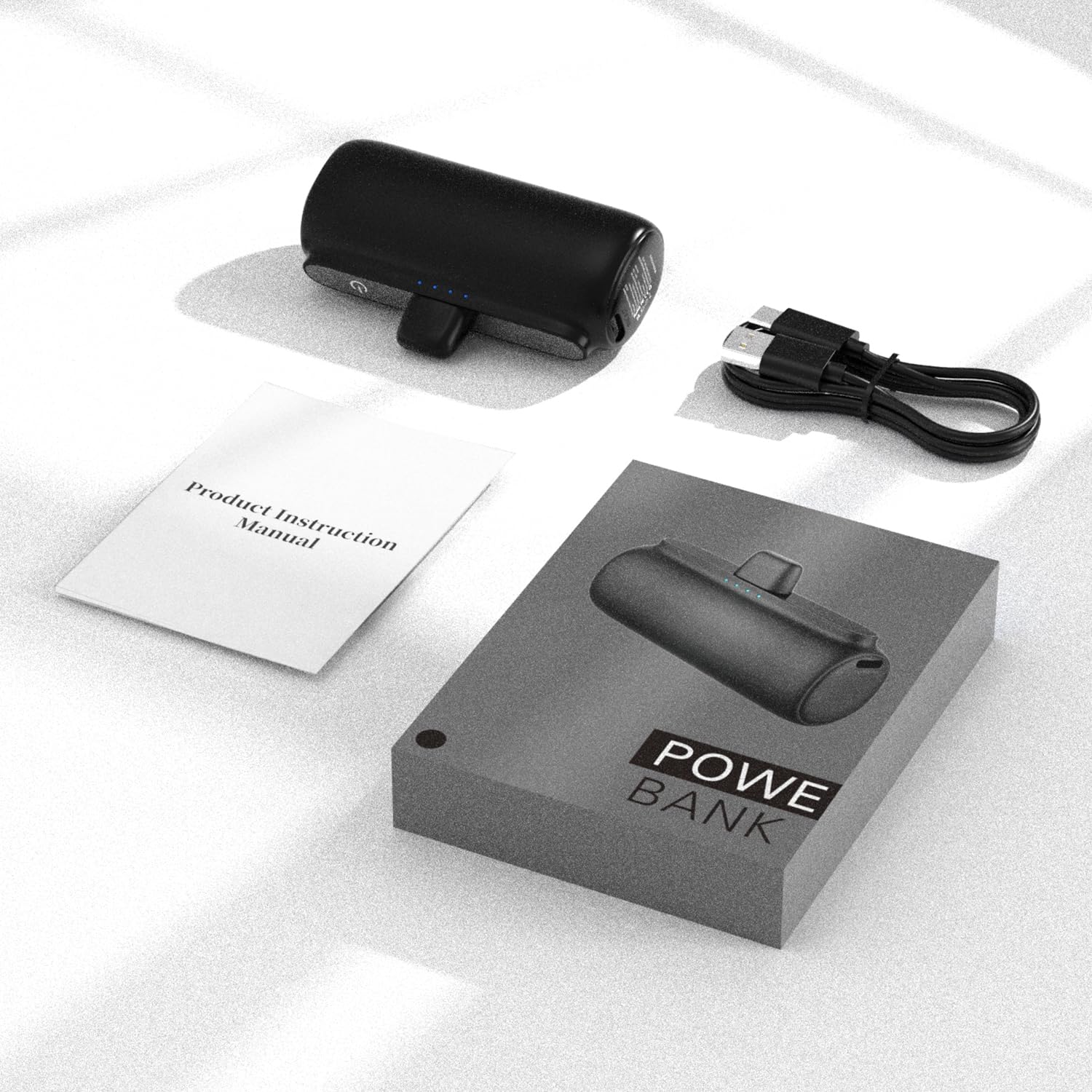 HUAENG Small Portable Charger 5500mAh Power Bank Plug in iOS Connector, 18W PD Fast Charging External Battery Pack Compatible with All iPhone 14 13 12 11 pro max xs iPad and Airpods-Black