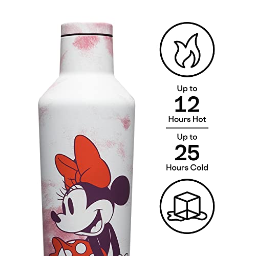 Corkcicle Disney Minnie Mouse Insulated Canteen Travel Water Bottle, Triple Insulated Stainless Steel, Screw-on Cap, Keeps Beverages Cold for 25 Hours or Warm for 12 Hours, 16 oz