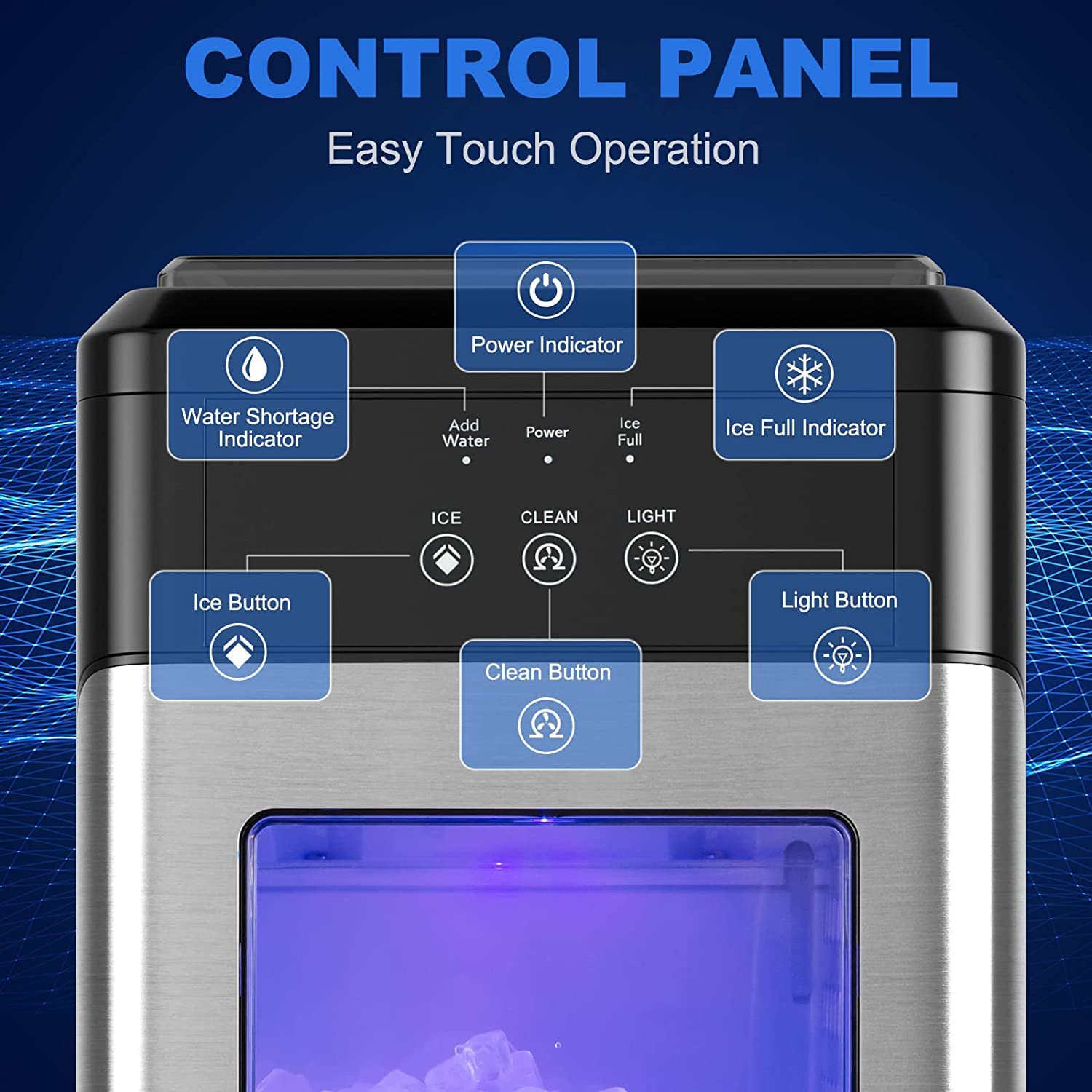 COSTWAY Nugget Ice Maker Countertop, 44 LBS Ice Makers with Built in Self-Cleaning, Intelligent Control Panel, Compressor and Ice Scoop, Portable Compact Ice Maker Machine for Party, Kitchen, Office
