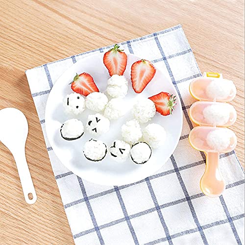 DZHT Rice Ball Molds, DIY Rice Baller Shakers Lunch Maker Mould, Onigiri Mold, Ball Shaped Kitchen Tools Food Decor for Kids, Rice Ball Mold Shaker Sushi Maker Mould with a Mini Rice Paddle (1 Set)