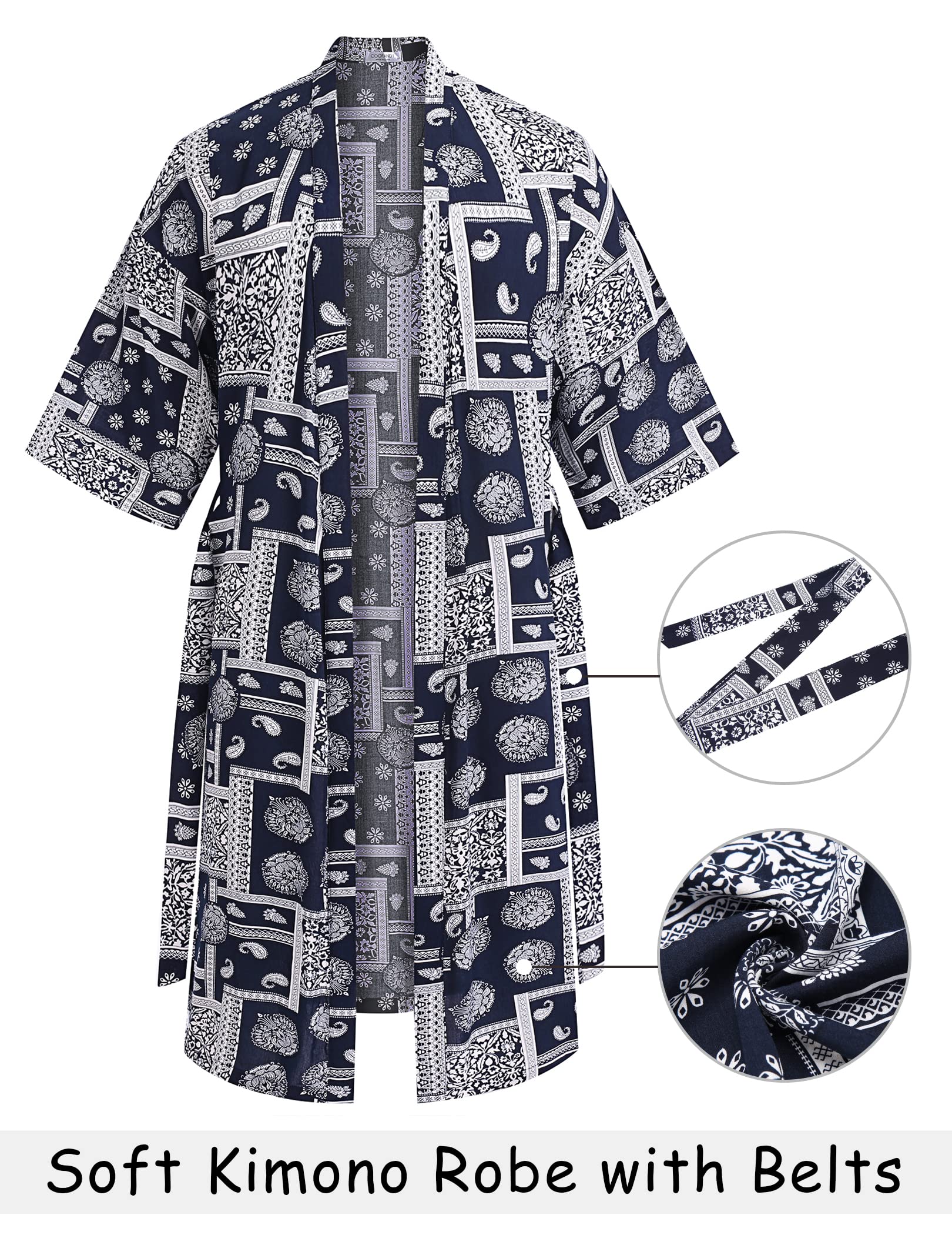 COOFANDY Men's Lightweight Kimono Robe Jacket Japanese Style Bathrobes Casual Open Front Long Cardigan Coat Outwear