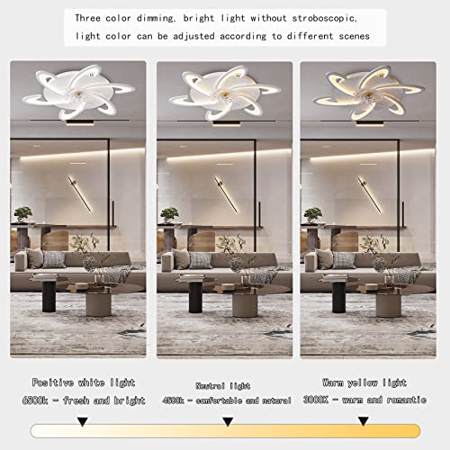 Ceiling Fan with Lights Remote Control, Bladeless Remote Control Ceiling Fans, 32.28" White Ceiling Fan with Light for Bedroom Living Room Kitchen