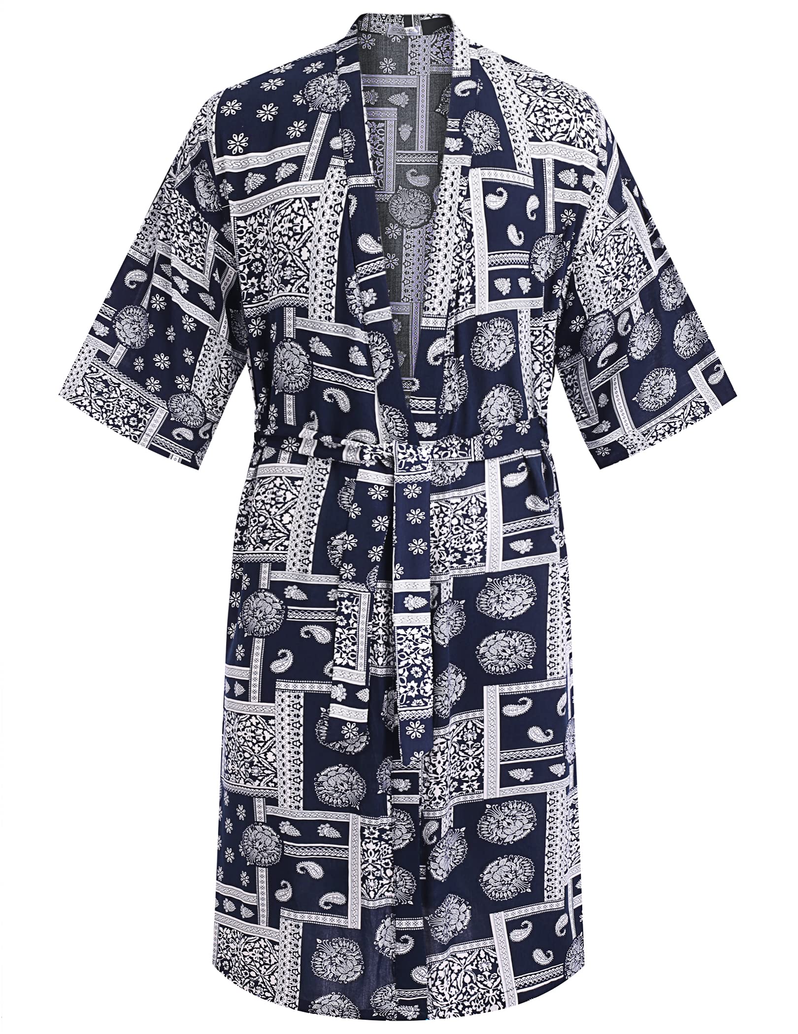 COOFANDY Men's Lightweight Kimono Robe Jacket Japanese Style Bathrobes Casual Open Front Long Cardigan Coat Outwear
