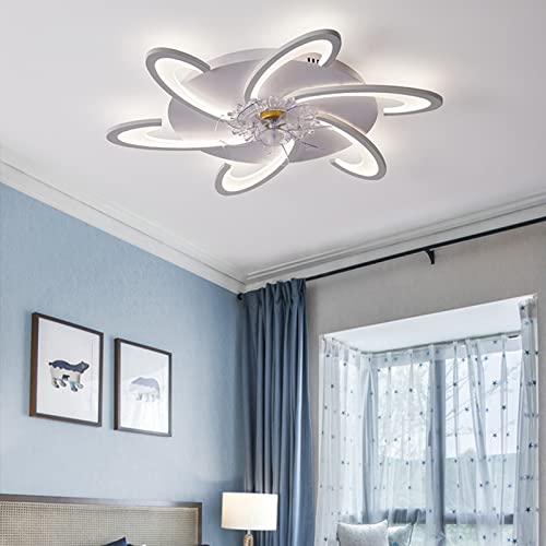 Ceiling Fan with Lights Remote Control, Bladeless Remote Control Ceiling Fans, 32.28" White Ceiling Fan with Light for Bedroom Living Room Kitchen