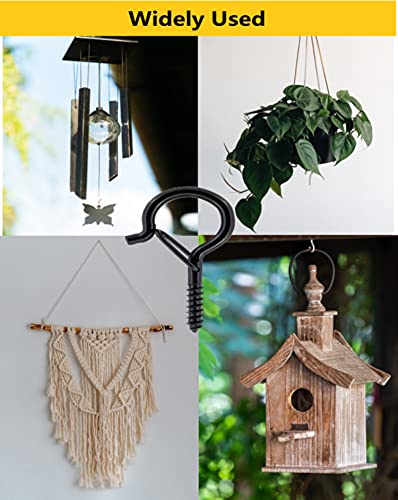 24 Pack Ceiling Hooks for Hanging Plants/ Outdoor String Lights, Screw Hooks with Safety Buckle, Wall Hangers and Light Hangers for Christmas Party Festival Decorations, Easy Release