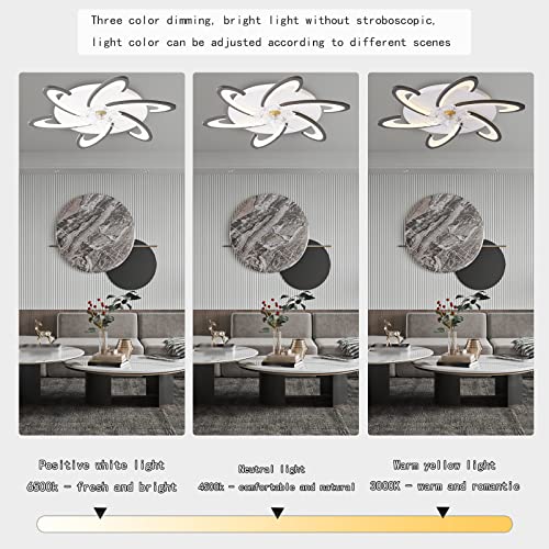 Ceiling Fan with Lights Remote Control, Bladeless Remote Control Ceiling Fans, 32.28" White Ceiling Fan with Light for Bedroom Living Room Kitchen