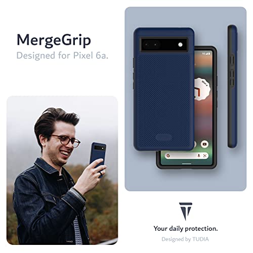 TUDIA DualShield Grip Designed for Google Pixel 6a Case (2022), [MergeGrip] Shockproof Military Grade Dual Layer Slim Raised Edge Protection for Pixel 6a - Indigo Blue