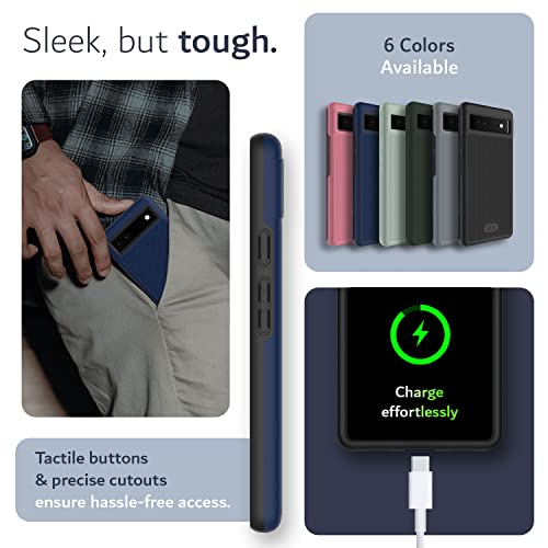 TUDIA DualShield Grip Designed for Google Pixel 6a Case (2022), [MergeGrip] Shockproof Military Grade Dual Layer Slim Raised Edge Protection for Pixel 6a - Indigo Blue