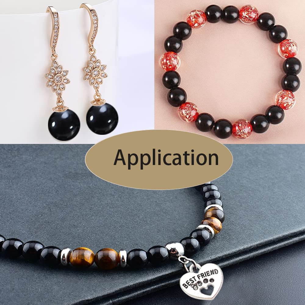 ZHFMLY 600pcs 6MM Black Glass Beads Handcrafted Round Lampwork Smooth Loose Bracelet Beads for DIY Jewelry Making #30724