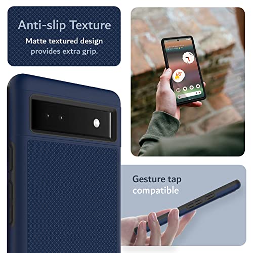 TUDIA DualShield Grip Designed for Google Pixel 6a Case (2022), [MergeGrip] Shockproof Military Grade Dual Layer Slim Raised Edge Protection for Pixel 6a - Indigo Blue