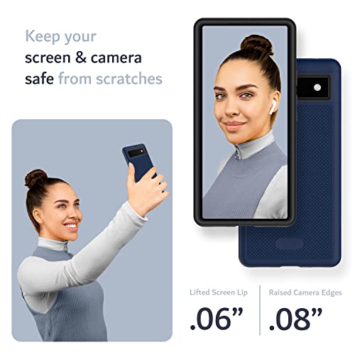 TUDIA DualShield Grip Designed for Google Pixel 6a Case (2022), [MergeGrip] Shockproof Military Grade Dual Layer Slim Raised Edge Protection for Pixel 6a - Indigo Blue