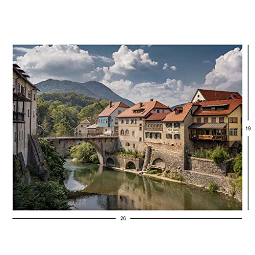 Puzzle Rabbit - 1000 Piece Multicolor Jigsaw Puzzle - Capuchin Bridge, Skofja Loka, Slovenia