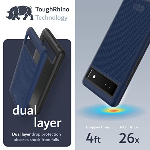 TUDIA DualShield Grip Designed for Google Pixel 6a Case (2022), [MergeGrip] Shockproof Military Grade Dual Layer Slim Raised Edge Protection for Pixel 6a - Indigo Blue