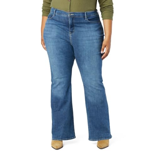 Levi Strauss Signature Gold Women's Totally Shaping Flare Jean (Standard and Plus), Dark Canyon 5d, 16 Short