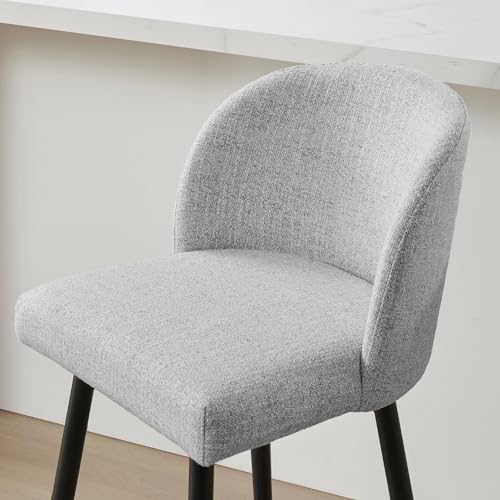 Watson & Whitely Counter Height Bar Stools Set of 2, 360° Swivel Upholstered Barstools with Backs and Metal Legs, 26" H Seat Height, Fabric in White (Multi-Colored)