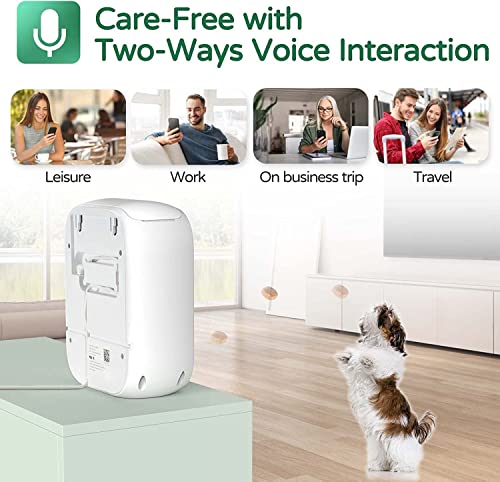CENGCEN Pet Monitoring Camera Dog Treat Dispenser Two-Way Audio HD WiFi Dog Camera with 130° View, Remote Tossing App Compatible with Android/iOS, Supports Cloud Storage, Night Vision, Wall Mounted
