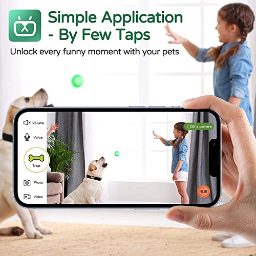 CENGCEN Pet Monitoring Camera Dog Treat Dispenser Two-Way Audio HD WiFi Dog Camera with 130° View, Remote Tossing App Compatible with Android/iOS, Supports Cloud Storage, Night Vision, Wall Mounted