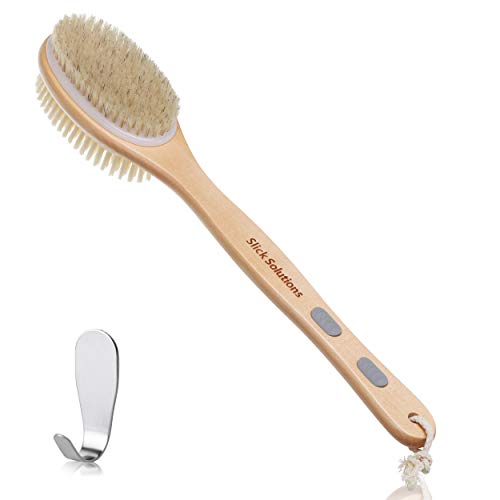 Slick- Shower Brush, Double Sided Shower Brush, Back Scrubber, Bath Brush, Back Brush, Back Brush Long Handle for Shower, Shower Brushes for Your Back, Bath Brush Long Handle for Shower