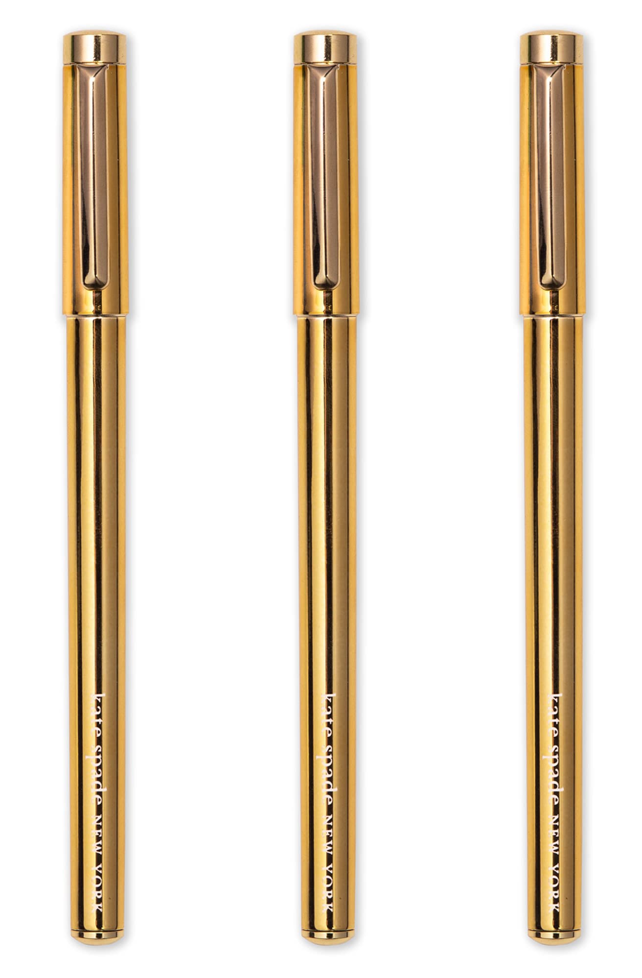 Kate Spade New York Fine Tip Pens, 3 Black Ink Pens, Fine Point Pens for Note Taking, Gold