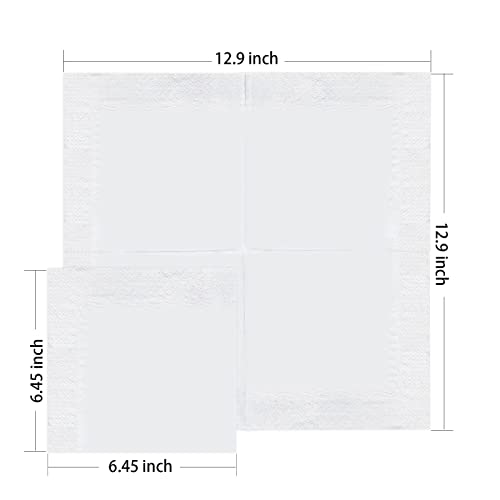 2 Ply White Lunch Napkins Disposable Four Fold Luncheon Paper Napkins 12.9" X 12.9" unfolded 100 Count every day use RosyDecor