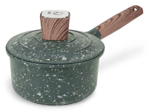 PHANTOM CHEF 1.5 QT Saucepan with Granite finish & Lid | PFOA Free | Small Nonstick 1.5 Quart Sauce Pot | Induction Compatible | Dishwasher & Oven Safe | Stay-Cool Handle | Easy to Clean (Green)