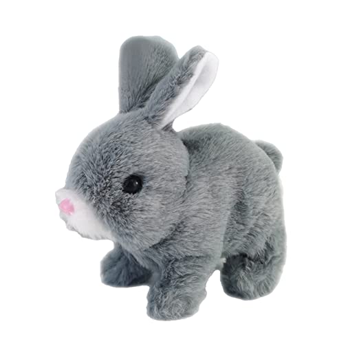 Plush Baby Rabbit Stuffed Animal Toys with Carrots Electric Rabbit Toys Educational Toys That Can Walk and Talk Easter Gifts for Children Cute Rabbit with Carrots Dancing (grey1)