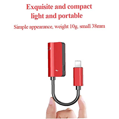 Liadance 2-in-1 Cable USB Type C to 3.5mm Audio Charger Adapter Aux Headphone Adapter Red,Adapter Cable