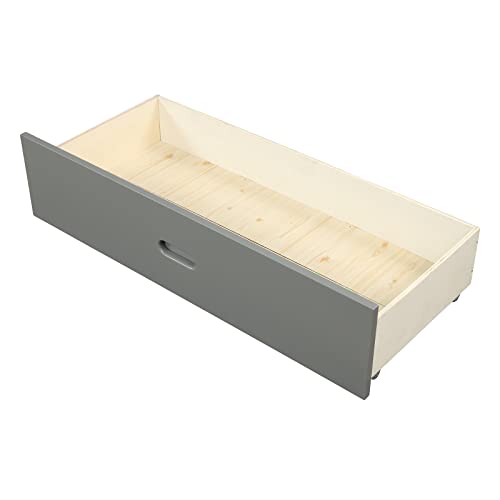 Lostcat Full Size Bed Frame with Storage and Headboard,Wood Slats Support,Solid Pinewood Bedframe, No Box Spring Needed,for Boys/Girls/Adult Bedroom,Gray