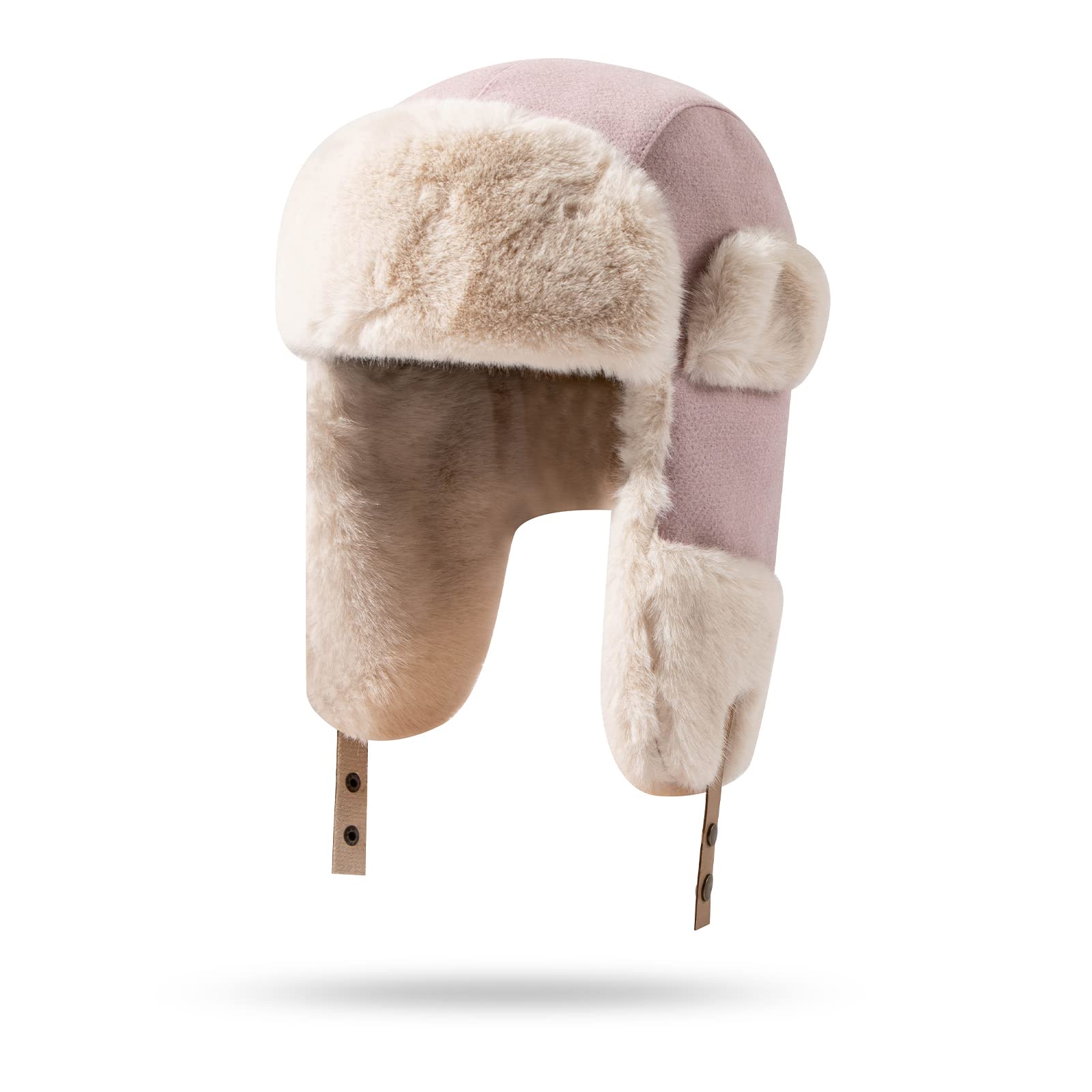 CLAPE Winter Trapper Hats Warm Russian Trooper Faux Fur Hat with Ear Flap Aviator Cap Unisex Ushanka Hat for Hunting