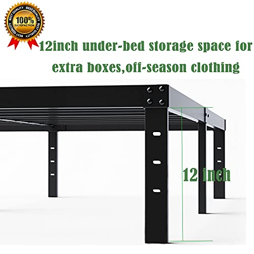 Mombinus 14 Inches Tall King Metal Platform Bed Frame/Heavy Duty Steel Slat Support/Noise Free/Easy Assembly/No Box Spring Needed Black