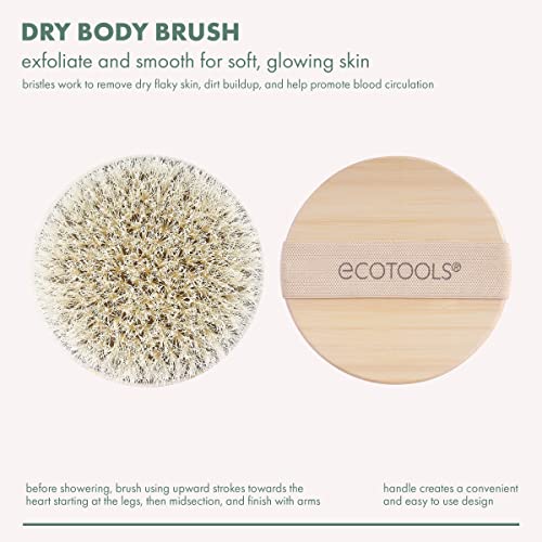 EcoTools Dry Body Brush, For Post Shower & Bath Skincare Routine, Removes Dirt & Promotes Blood Circulation, Helps Reduce Appearance of Cellulite, Eco-Friendly, Vegan & Cruelty-Free, 1 Count