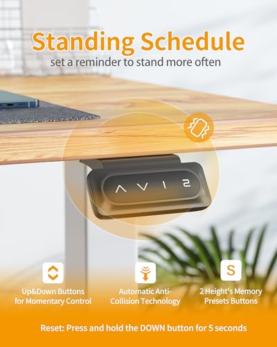 CubiCubi Electric Standing Desk, 55 x 24 Inches Height Adjustable Sit Stand Desk, Ergonomic Home Office Computer Workstation, Light Rustic Brown