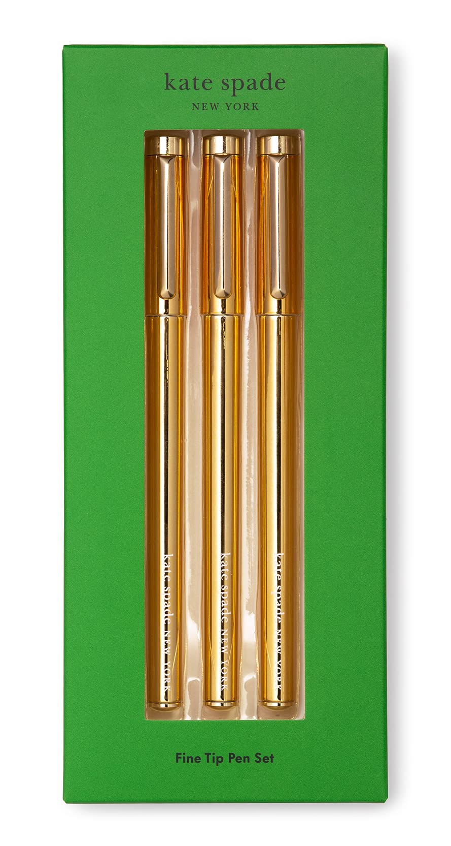 Kate Spade New York Fine Tip Pens, 3 Black Ink Pens, Fine Point Pens for Note Taking, Gold