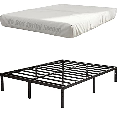 Mombinus 14 Inches Tall King Metal Platform Bed Frame/Heavy Duty Steel Slat Support/Noise Free/Easy Assembly/No Box Spring Needed Black