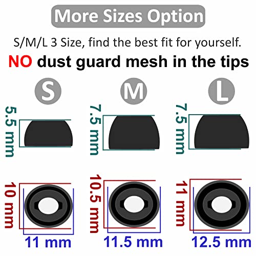6 Pairs Replacement Galaxy Buds Pro Eartips Earbuds, S/M/L 3 Size Silicone Rubber Flexible Ear Tips Buds Wing Tips Fit in Case Compatible with Samsung Galaxy Buds Pro - Phantom Black