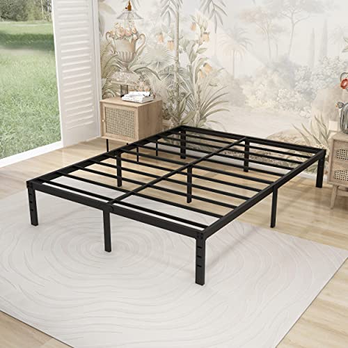 Mombinus 14 Inches Tall King Metal Platform Bed Frame/Heavy Duty Steel Slat Support/Noise Free/Easy Assembly/No Box Spring Needed Black