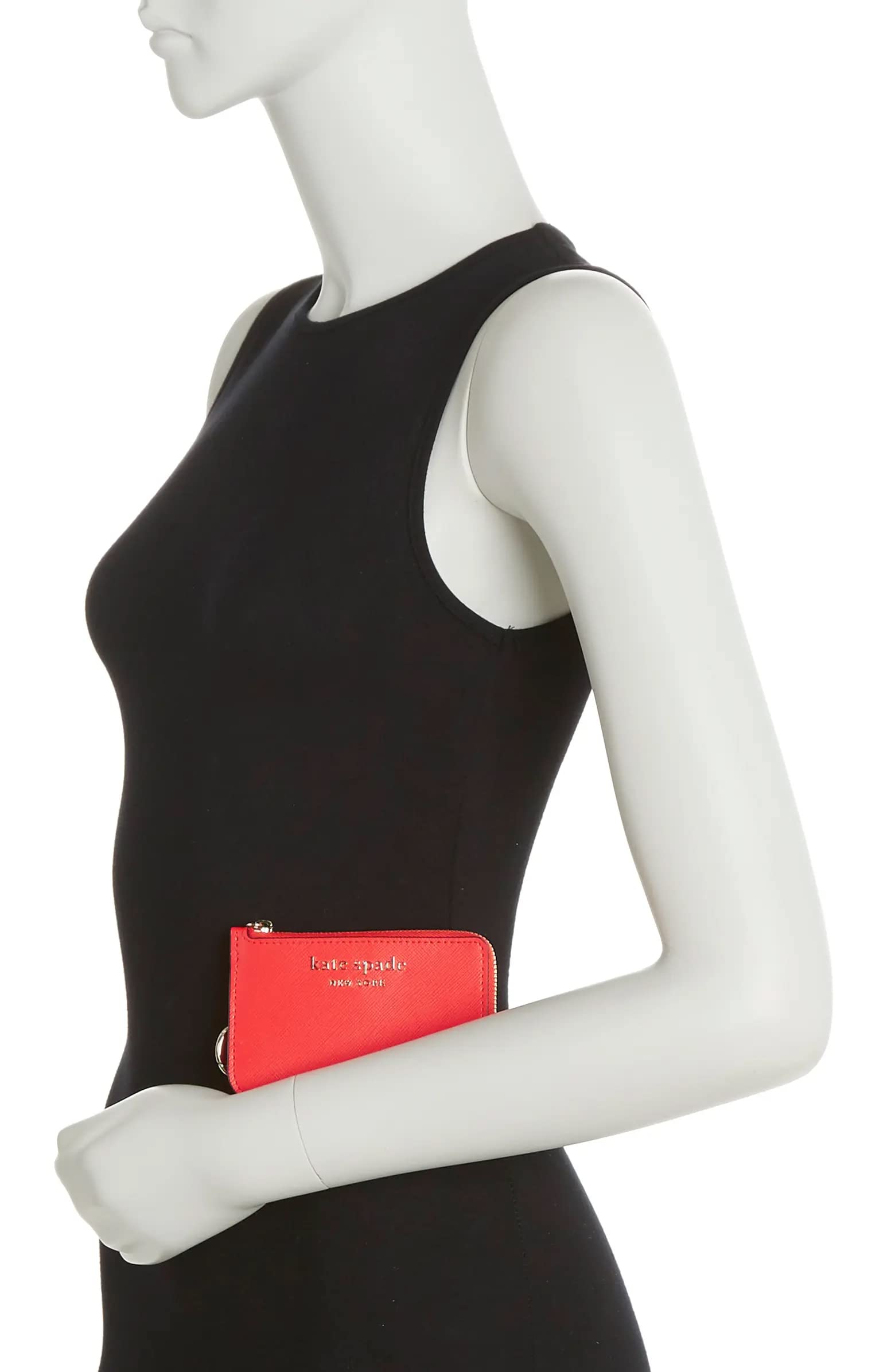 Kate Spade New York womens unisex Leather Medium L-Zip Card Holder Keychain, Gazpacho