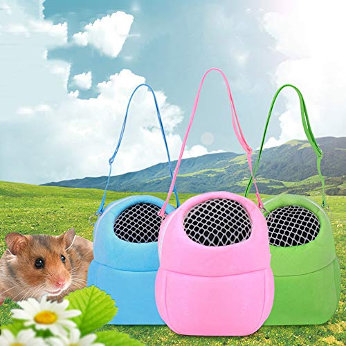 Heave Pet Carrier Bag Portable Small Animals Breathable Mesh Pouch Outgoing Travel Backpack Sleeping Bed for Hamster Guinea Pig Hedgehog Suger Glider Squirrel Blue S