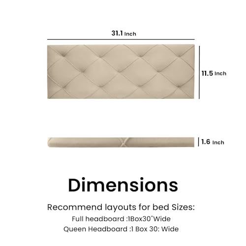 King Headboard Queen Size - Diamond Tufted Twin Headboard - Upholstered Queen Bed Wall Headboard Full- Peel & Stick Headboards Panels Queen Size - Diy headboard King Only - Wall Mounted Bed Headboard