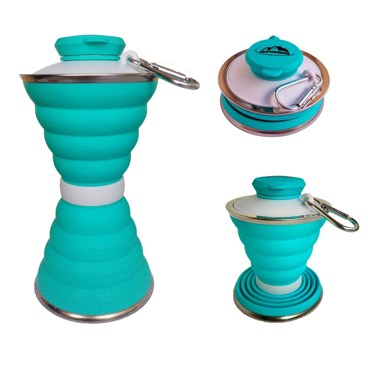 Collapsible water bottles for travel 500 ml, Foldable sports water bottles, small silicone reusable portable water bottle 17 Oz, collapsible water cups for sports hiking running, BPA Free, green