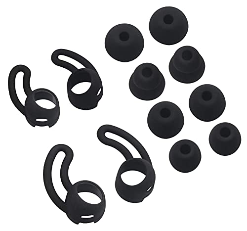 ALXCD Replacement Eartips & Wingtips Compatible with Beats Flex BeatsX, S/M/L & Double Flange 4 Pair Eartips & S/L 2 Pair Wingtips, Fit for BeatsFlex Earbuds, 4+2, Black