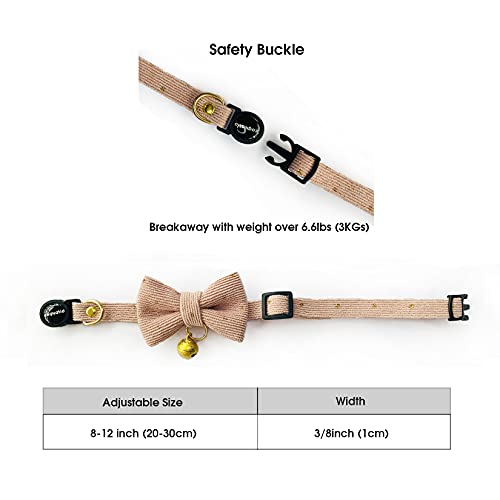 Cognatio Safety Quick Release Cat Collars, Soft Kitten Collars with Detachable Bow Tie and Bell, Pack of 2, Adjustable 20-30 cm