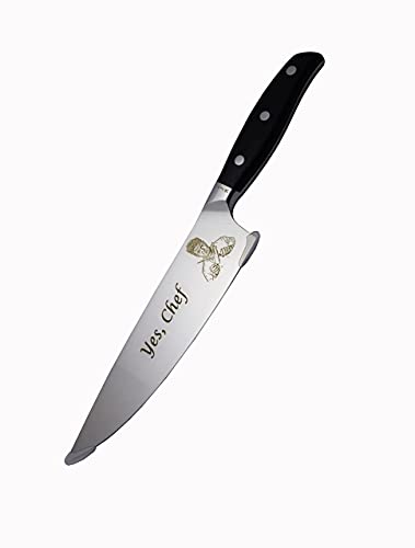 Custom Photo Engraved 8" Chef Knife, Personalized chef knife, Custom 8 inch chef knife, Damascus Steel, Custom chef knife, chef gift, Chef knife with logo (Custom Photo Engraved 8" Chef Knife)