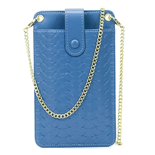 Women Small Crossbody Bag Cell Phone Purse Wallet Chain Strap Lanyard Case Woven Satchel Card Coin Zip Pocket(Layne Blue)