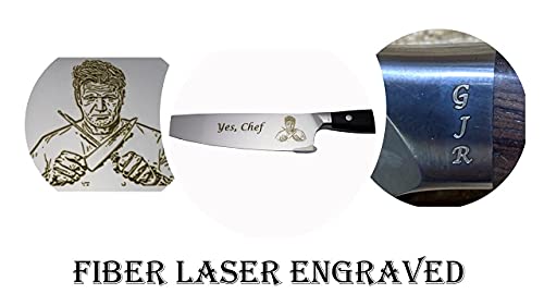 Custom Photo Engraved 8" Chef Knife, Personalized chef knife, Custom 8 inch chef knife, Damascus Steel, Custom chef knife, chef gift, Chef knife with logo (Custom Photo Engraved 8" Chef Knife)