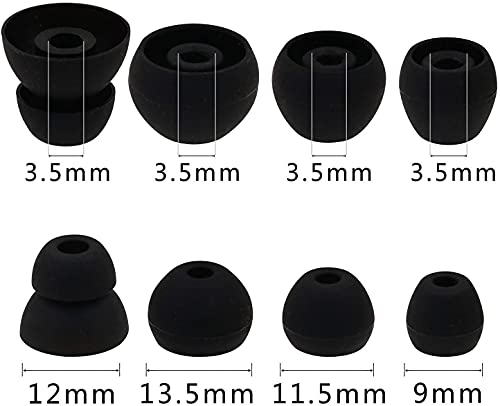 ALXCD Replacement Eartips & Wingtips Compatible with Beats Flex BeatsX, S/M/L & Double Flange 4 Pair Eartips & S/L 2 Pair Wingtips, Fit for BeatsFlex Earbuds, 4+2, Black
